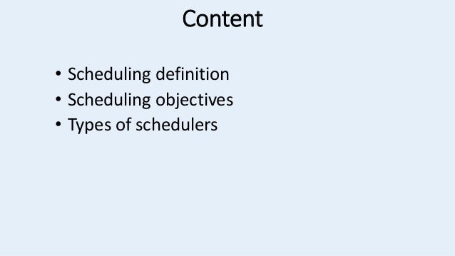 Scheduling Meaning