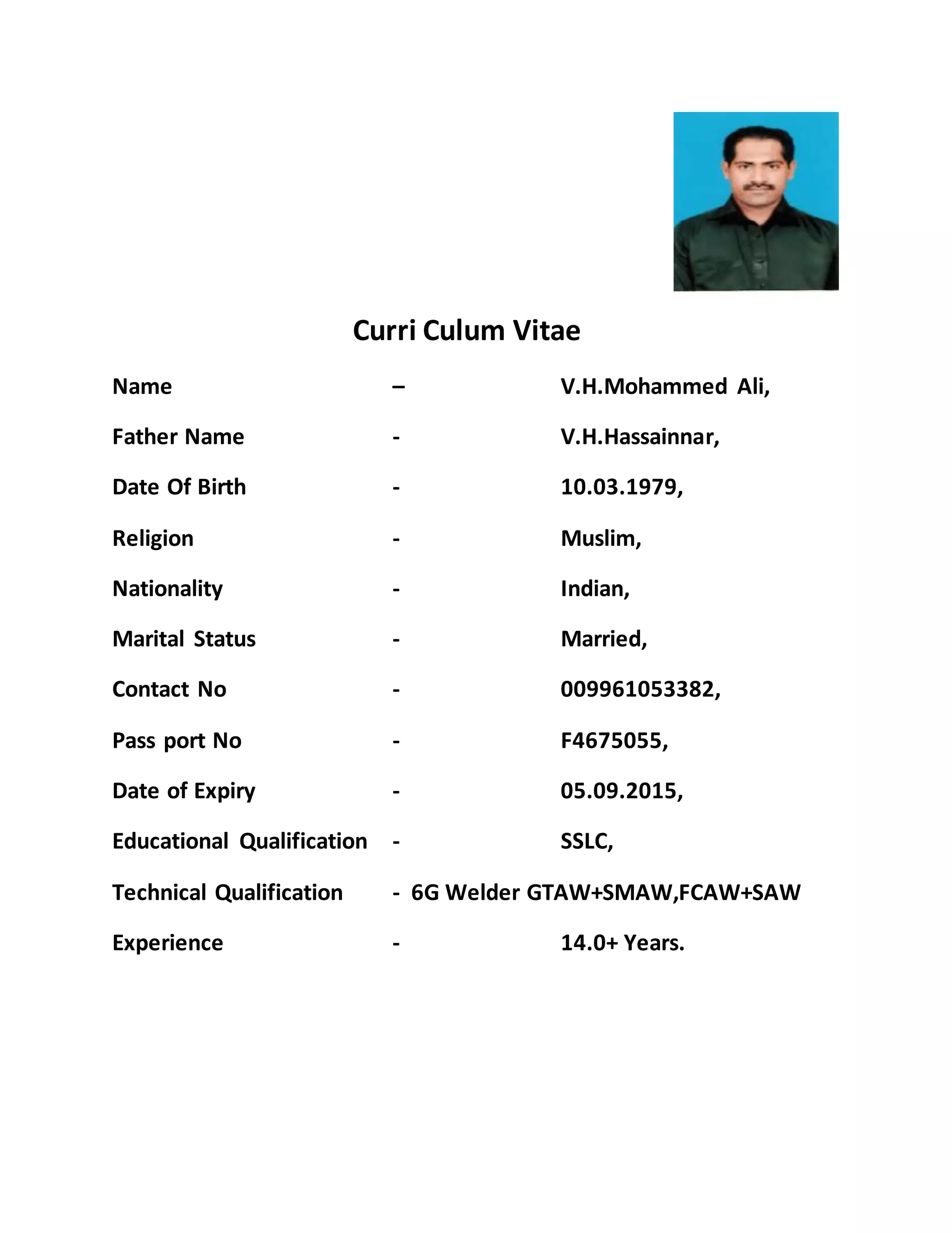 Mohammed Ali Curri Culum Vitae | PDF