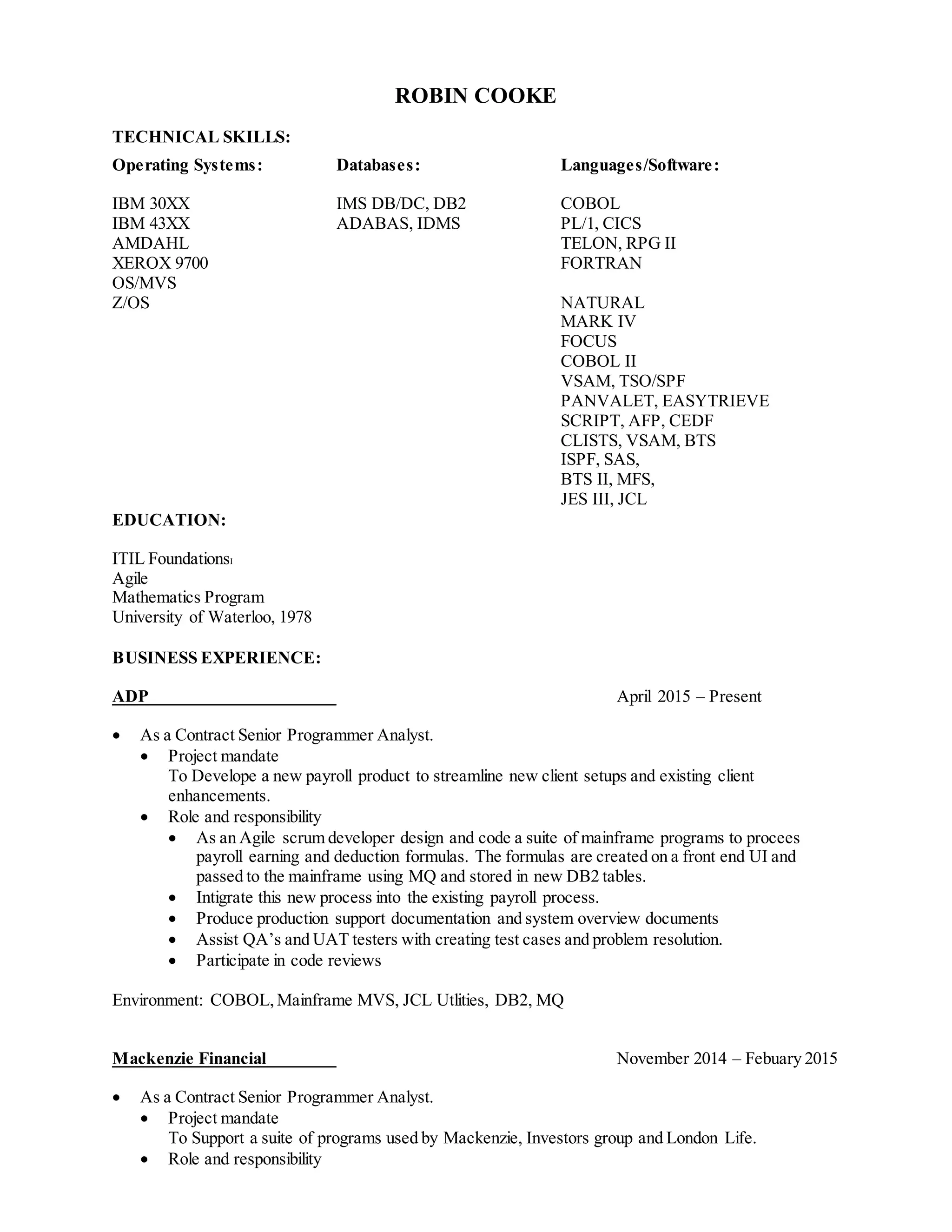 ROBIN COOKE-Resume | PDF