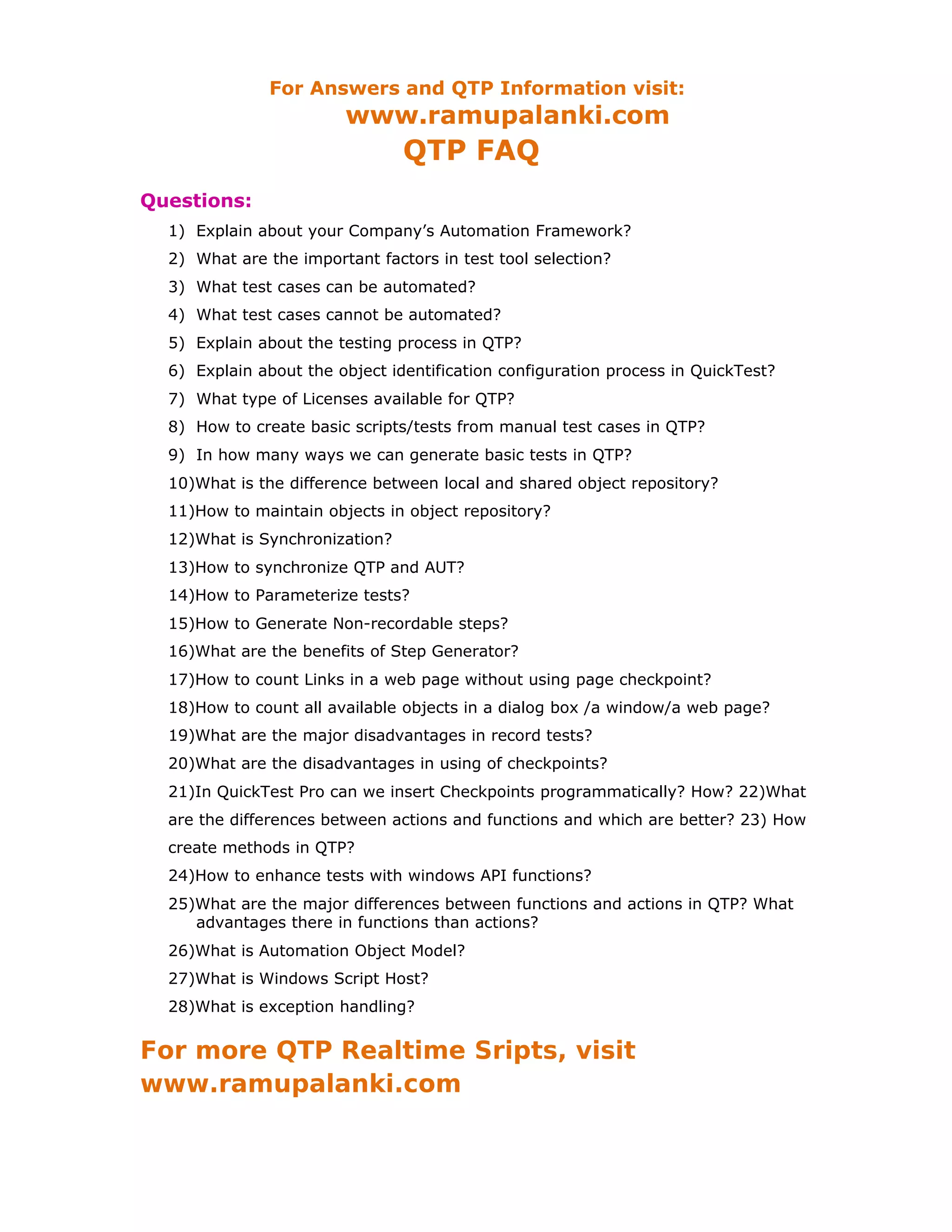 46022140 qtp-faq | PDF
