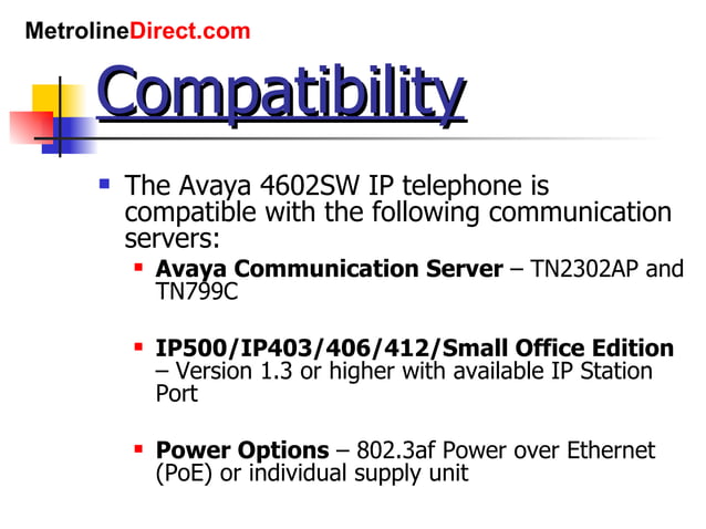 Avaya 4602SW IP Telephone | PPT | Computing | Technology & Computing