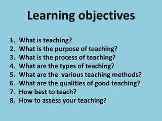 Art of Teaching (Pedagogy) TEACHING PRACTICE | PPT