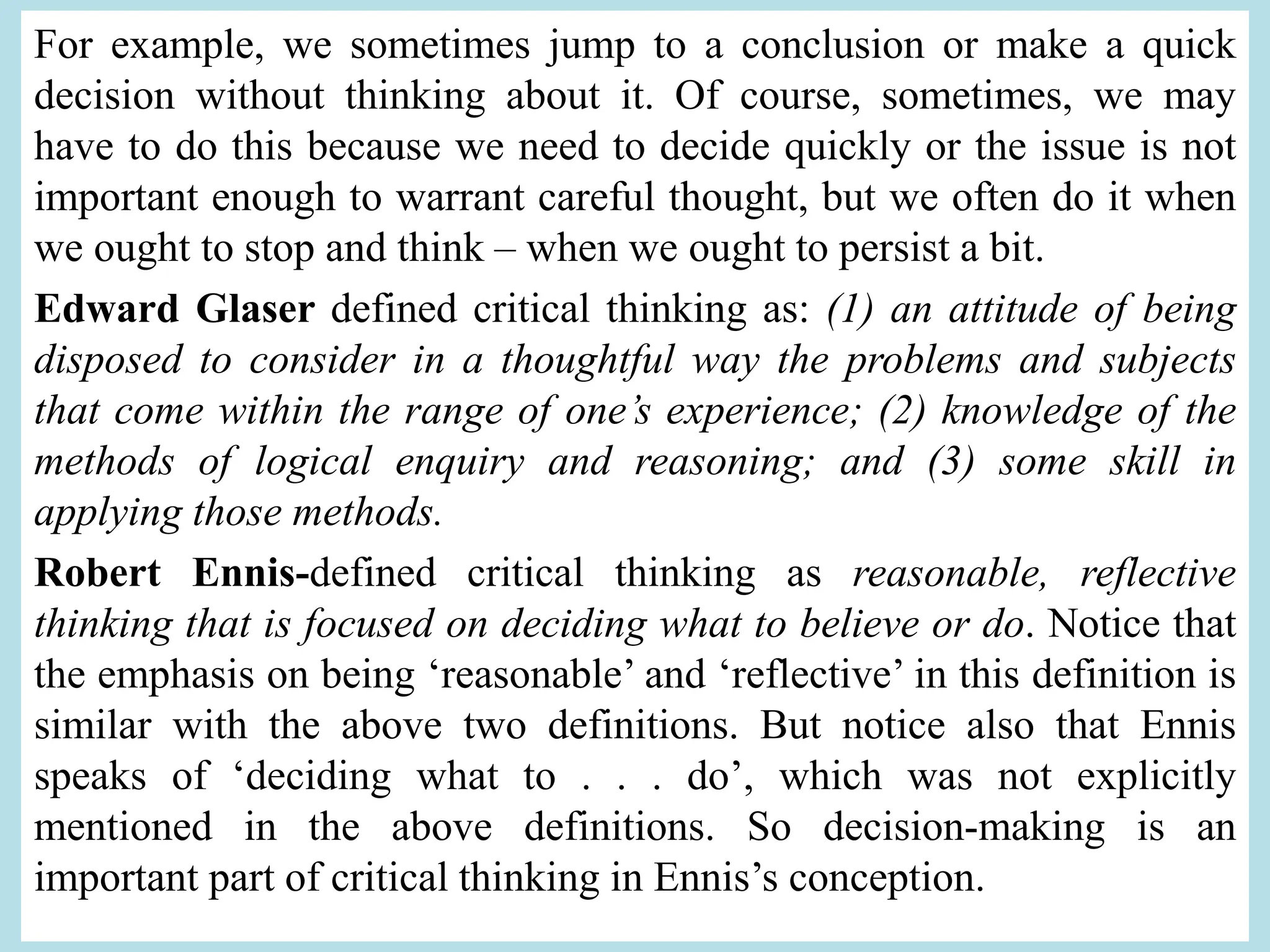 The basic concepts of Critical thinking. | PPTX