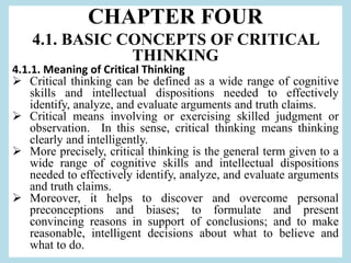 The basic concepts of Critical thinking. | PPTX