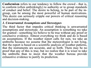 The basic concepts of Critical thinking. | PPTX