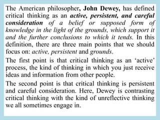 The basic concepts of Critical thinking. | PPTX