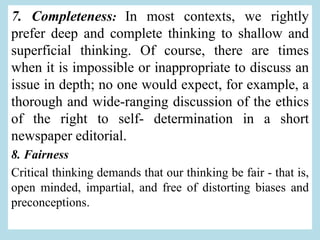 The basic concepts of Critical thinking. | PPTX