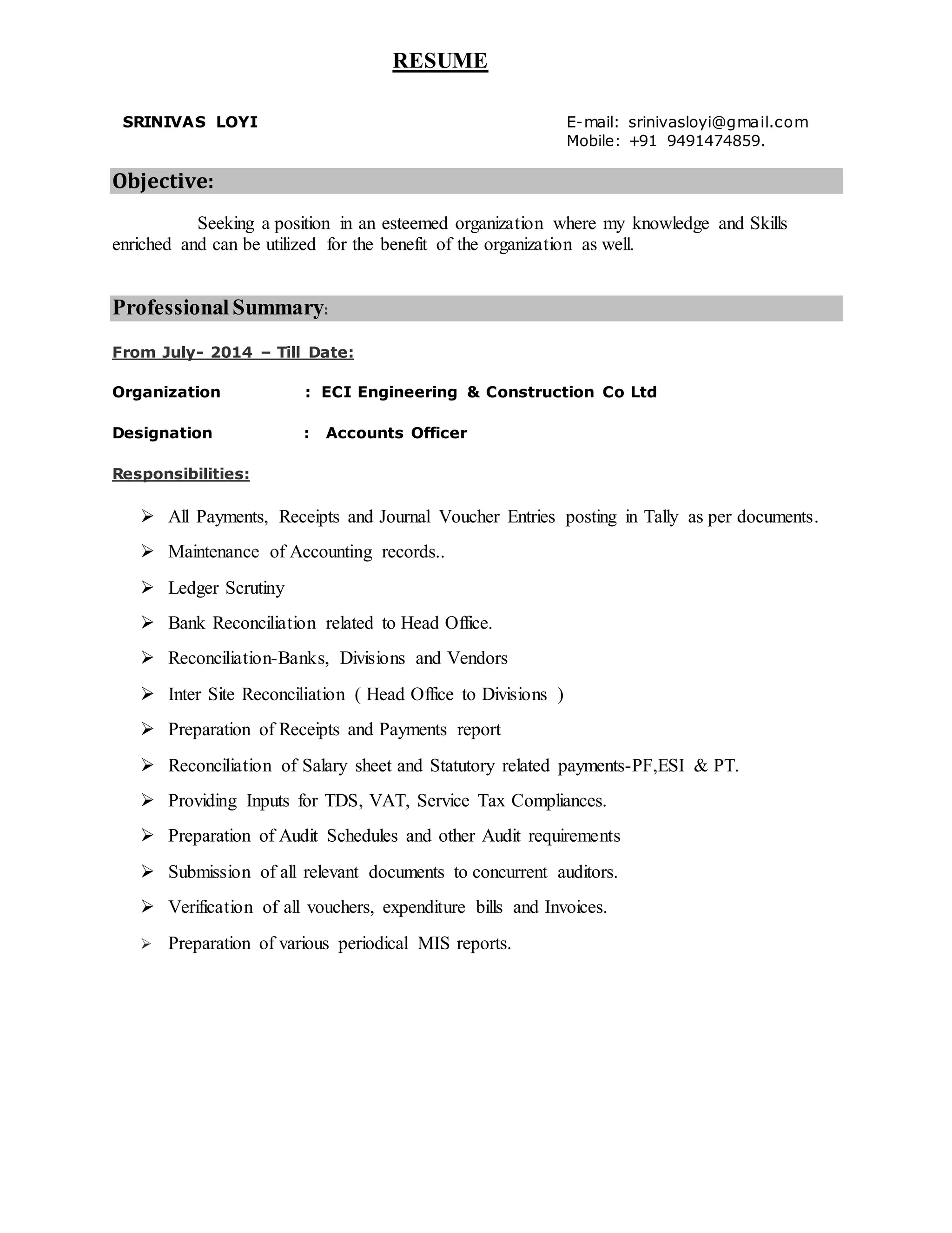 Srinivas, Resume. | DOCX