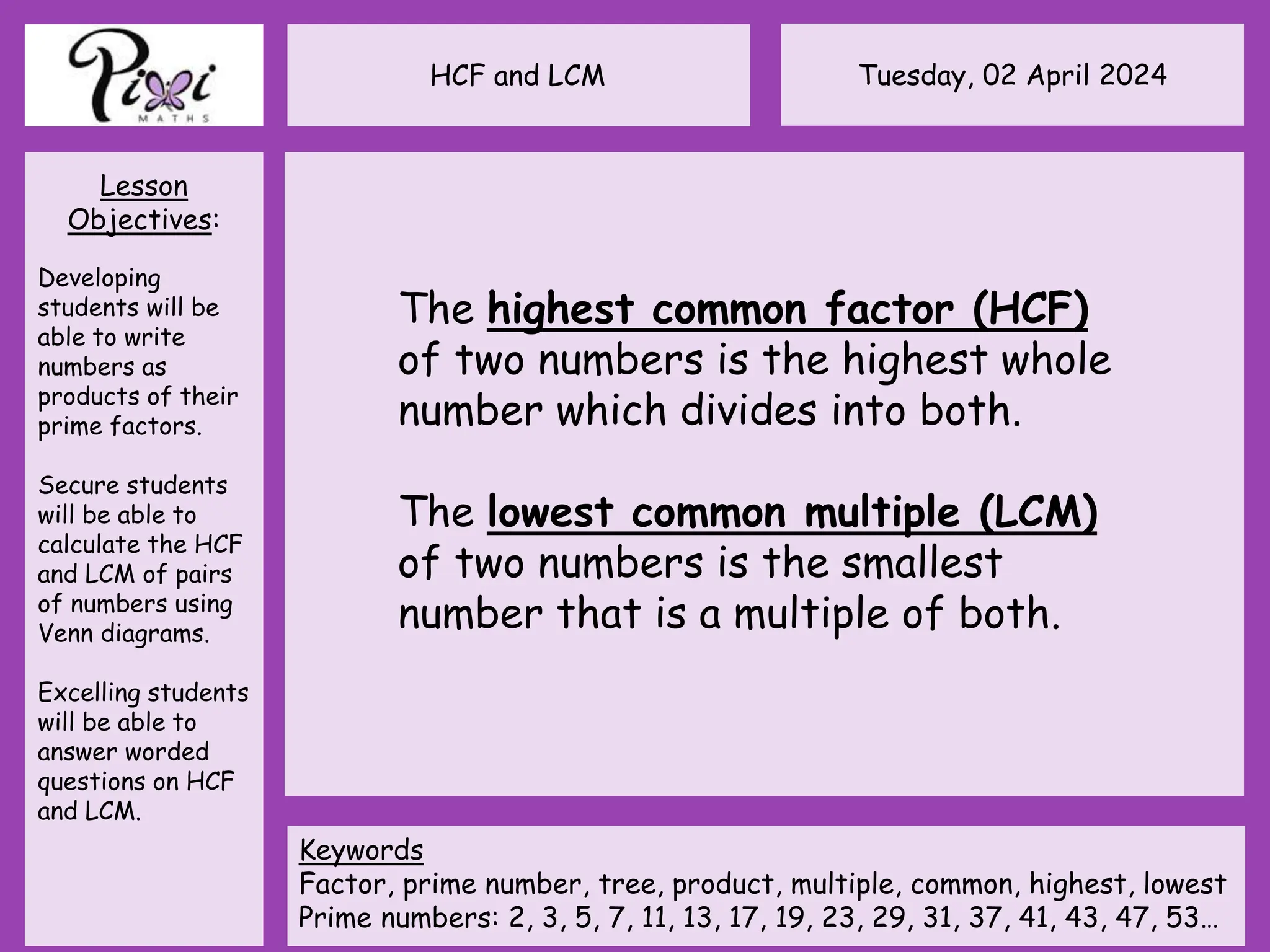 HCM and LCM for class 6 Students & Types | PPTX
