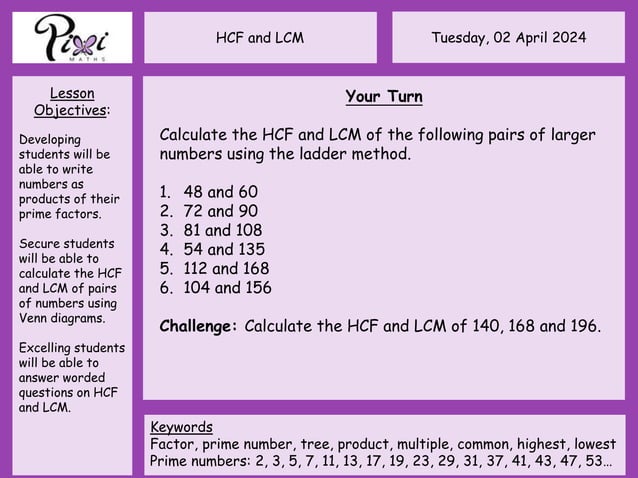 HCM and LCM for class 6 Students & Types | PPTX