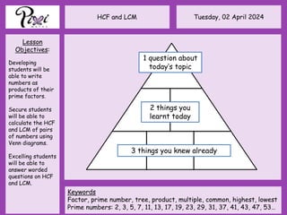 HCM and LCM for class 6 Students & Types | PPTX