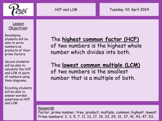 HCM and LCM for class 6 Students & Types | PPTX