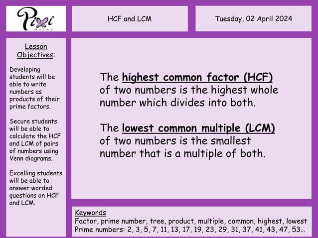 HCM and LCM for class 6 Students & Types | PPTX