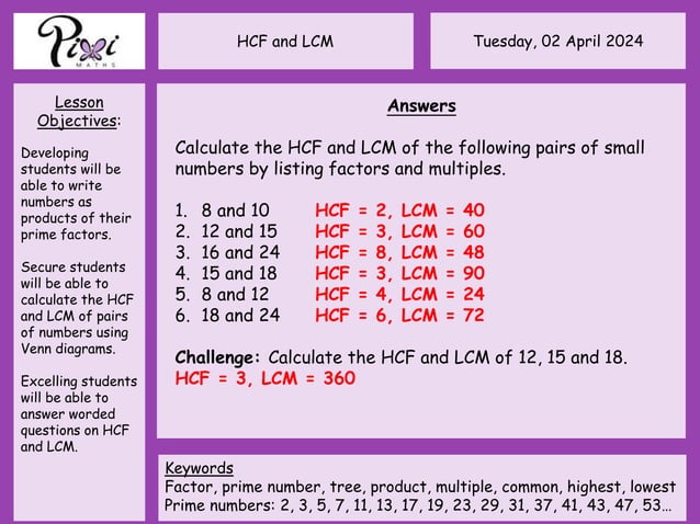HCM and LCM for class 6 Students & Types | PPTX
