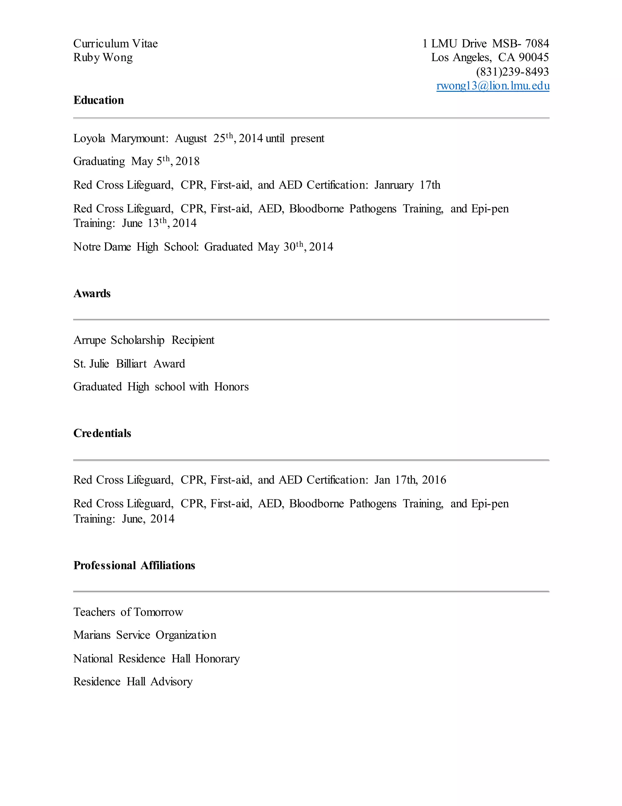 My Curriculum Vitae | DOCX