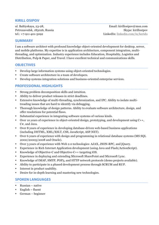 Resume_Kirill_Osipov_2015_Eng | PDF | Programming Languages | Computing