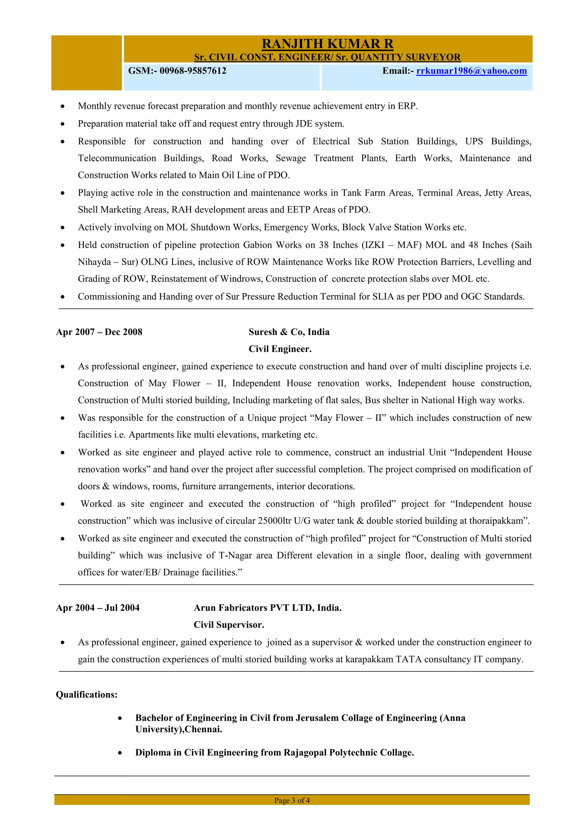 Ranjith_Kumar R - CV | PDF