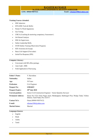 Ranjith_Kumar R - CV | PDF