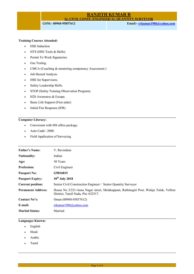 Ranjith_Kumar R - CV | PDF