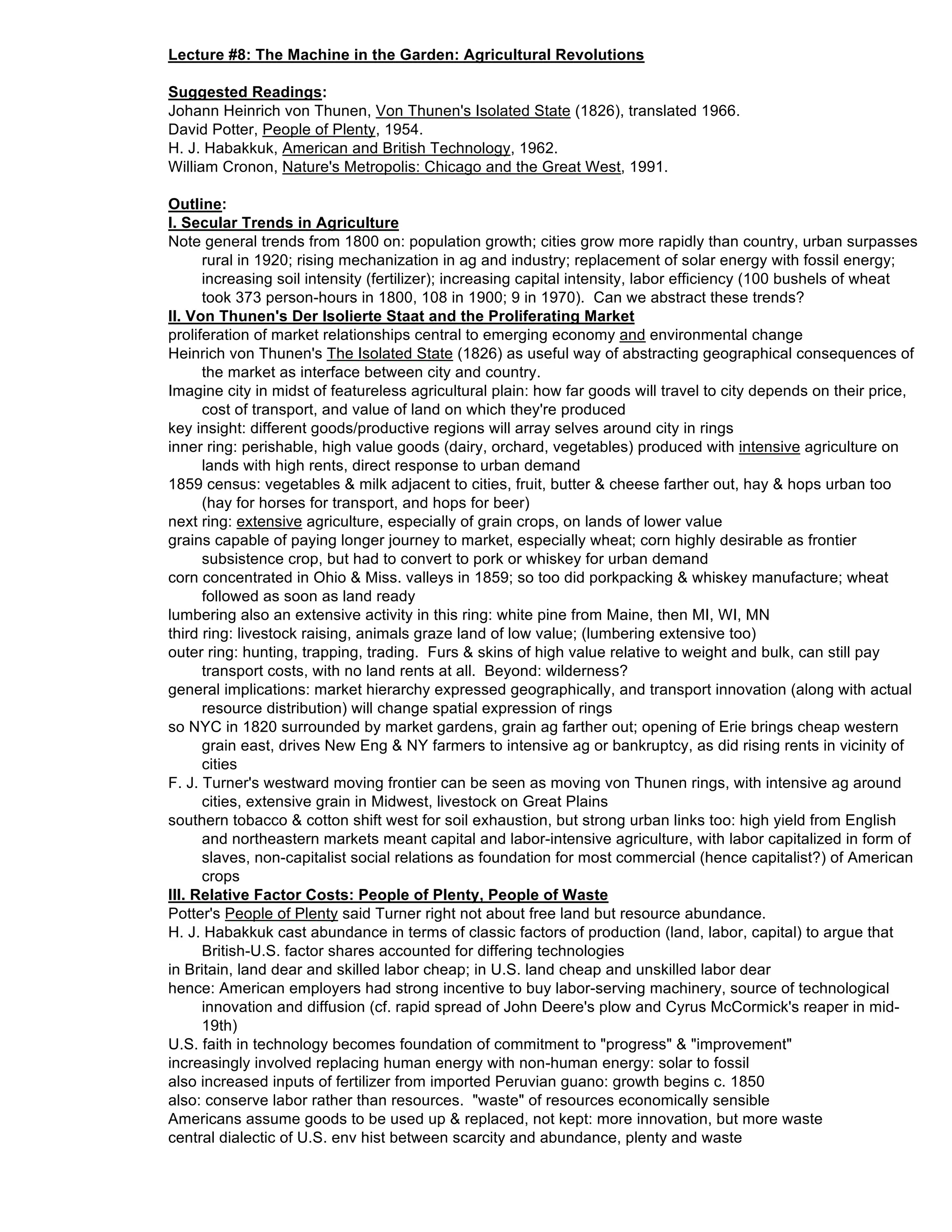 460 Handout 8 Machine In The Garden | PDF | Agriculture | Industries