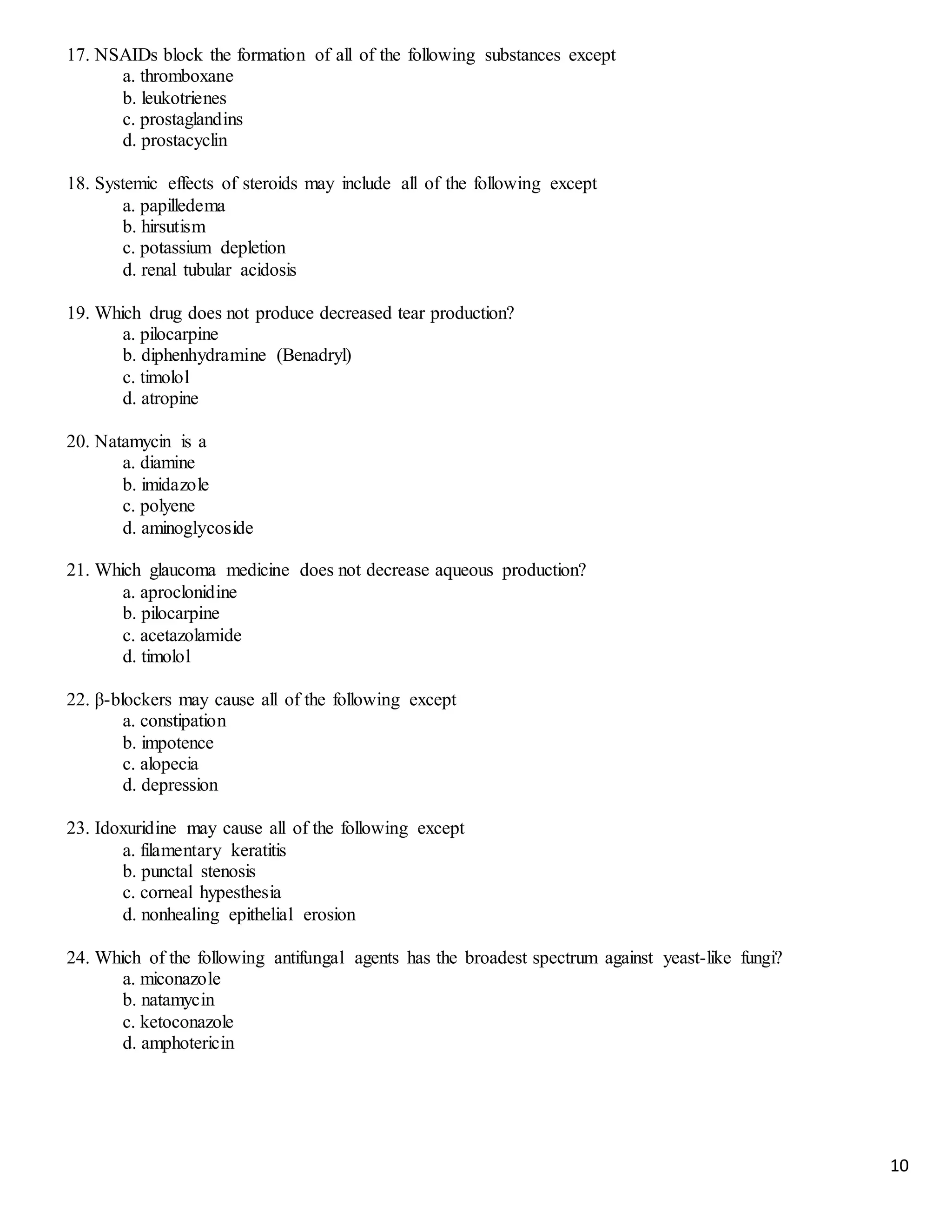 460 ophthalmology mcqs & answers | DOCX