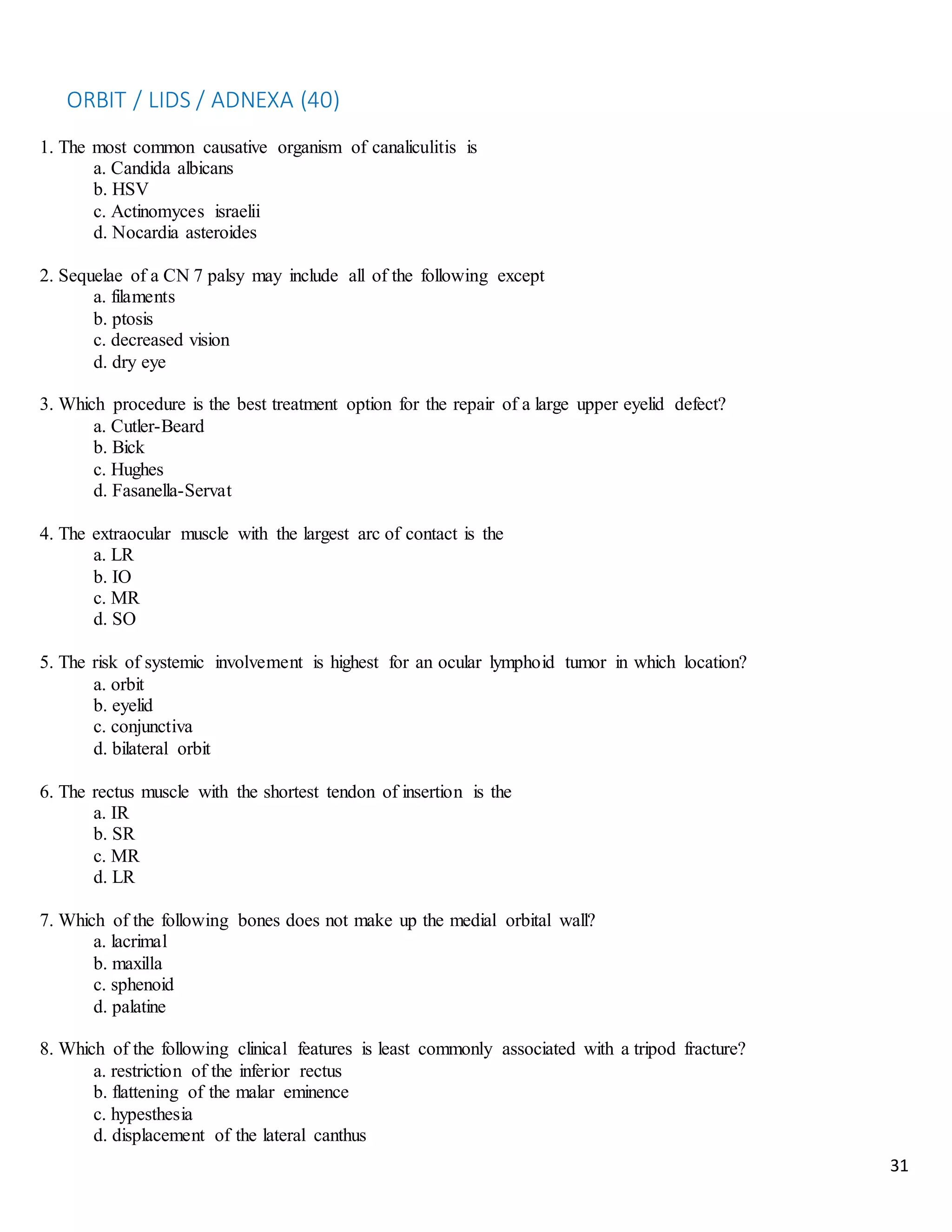 460 ophthalmology mcqs & answers | DOCX