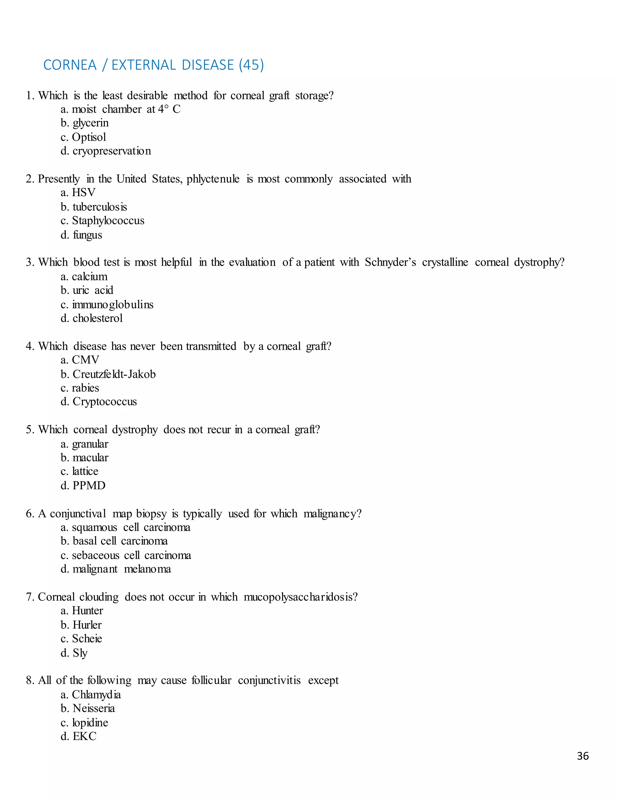 460 ophthalmology mcqs & answers | DOCX