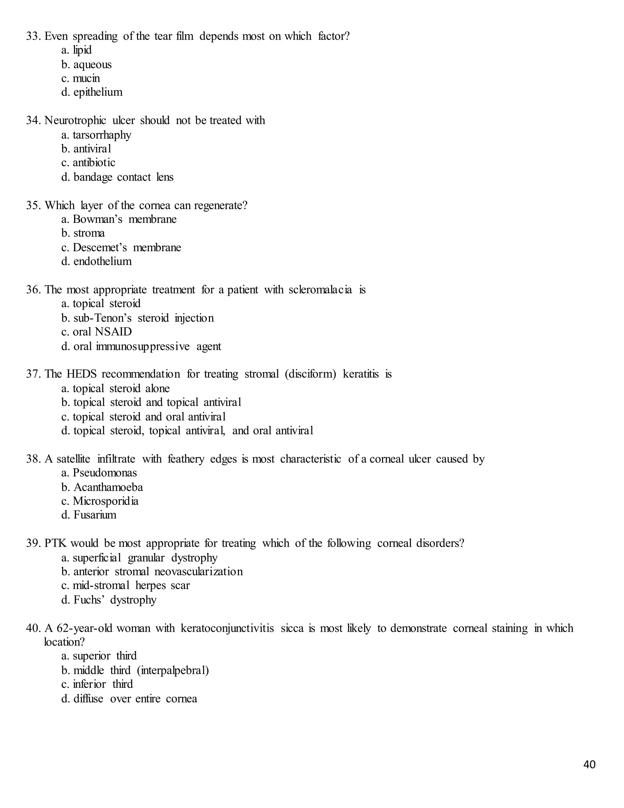 460 ophthalmology mcqs & answers | DOCX