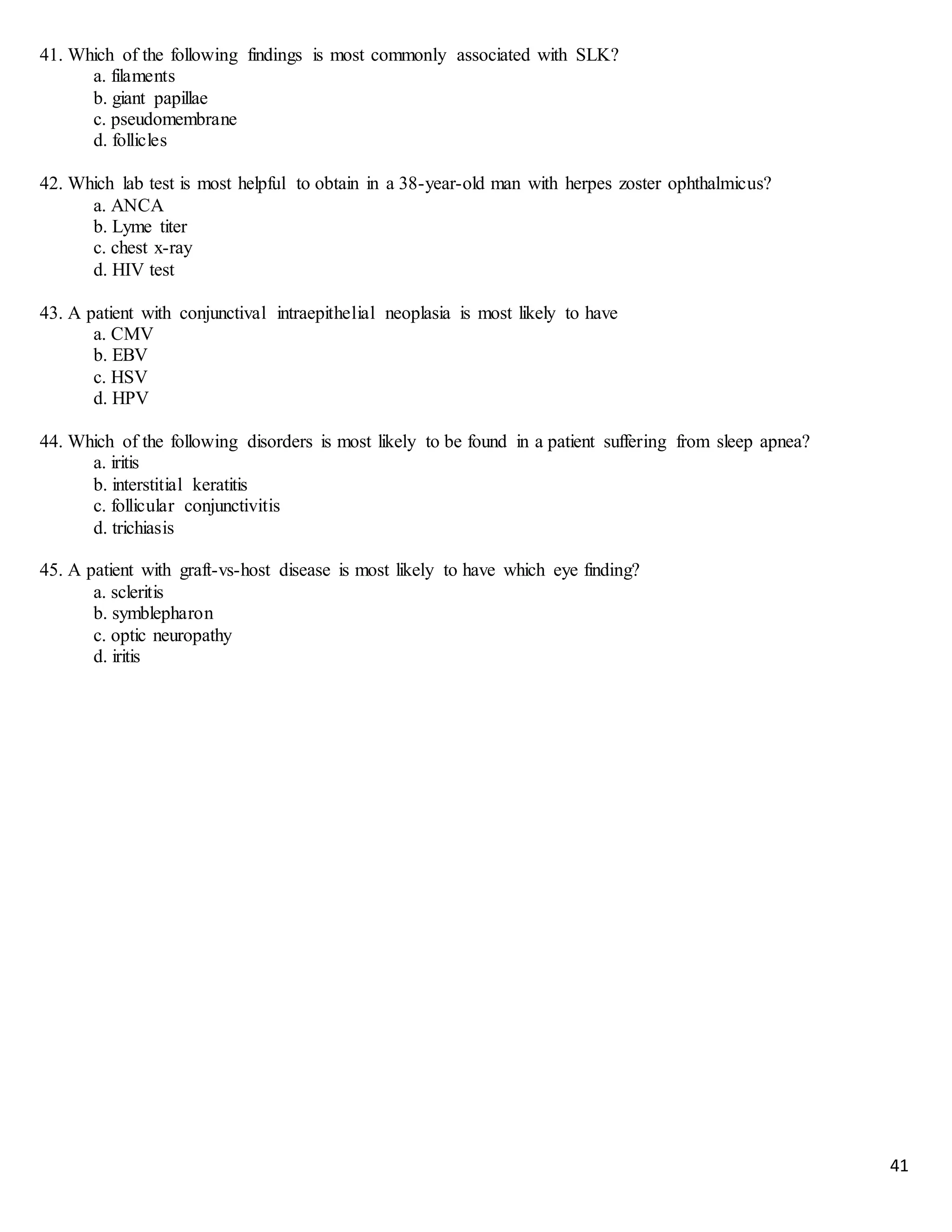 460 ophthalmology mcqs & answers | DOCX