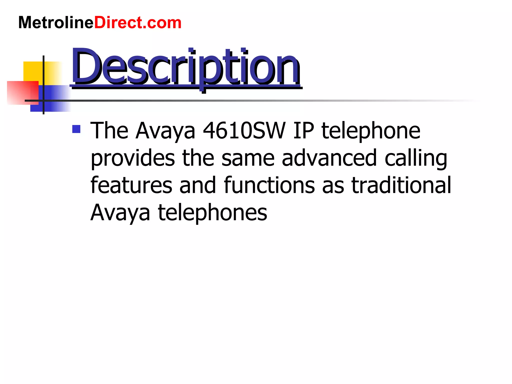 Avaya 4610SW IP Telephone | PPT