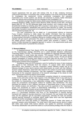 An adaptive clustering and classification algorithm for Twitter data streaming in Apache Spark | PDF