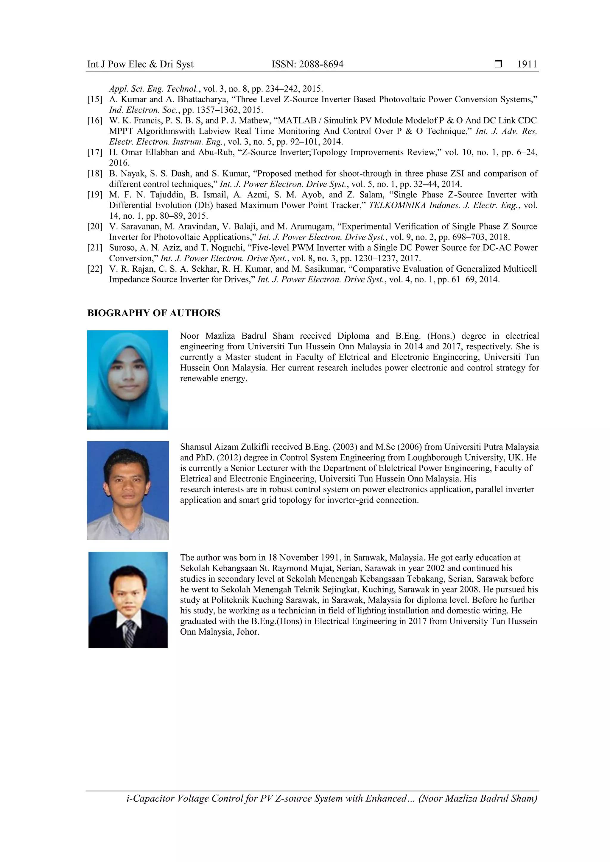 i-Capacitor Voltage Control for PV Z-source System with Enhanced Shoot ...
