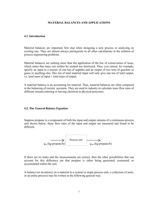 material balance and its applications | PDF