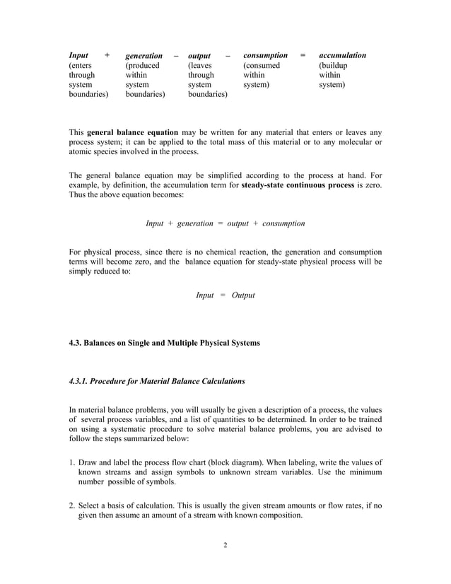 material balance and its applications | PDF