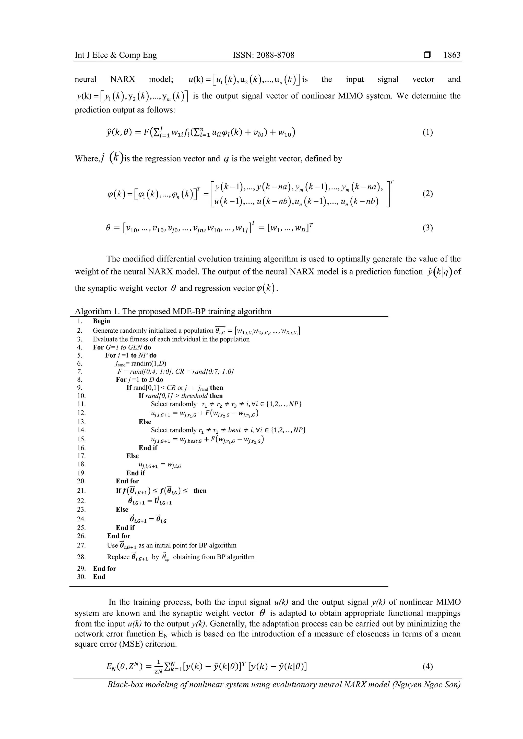 Black Box Modeling Of Nonlinear System Using Evolutionary Neural Narx