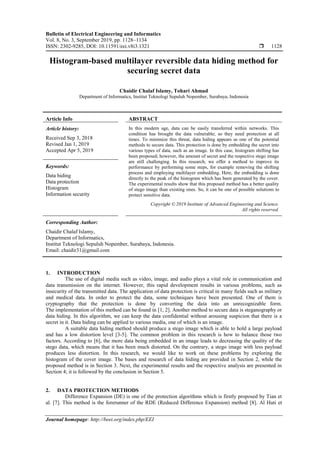 Histogram-based multilayer reversible data hiding method for securing secret data | PDF