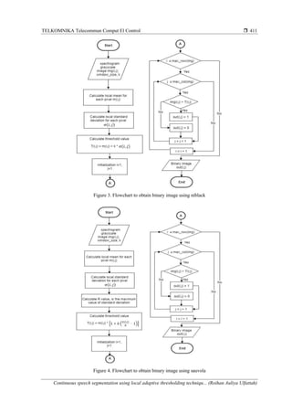 Continuous speech segmentation using local adaptive thresholding technique in the blocking block ...