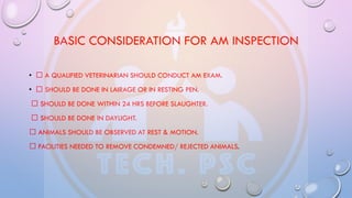 Antemortem examination of meat animals and post mortem examination of ...