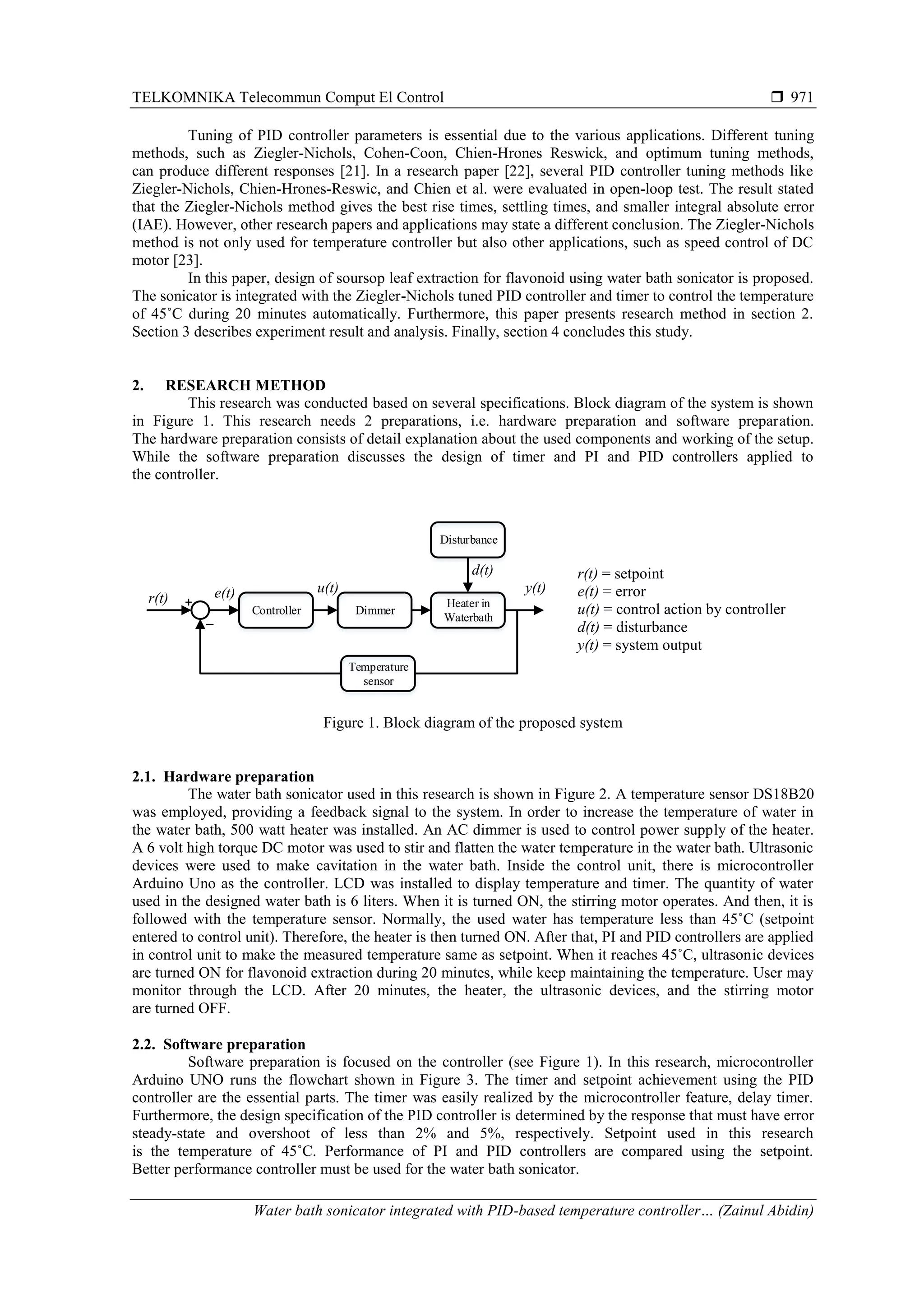 Water bath sonicator integrated with PID-based temperature controller for flavonoid extraction | PDF