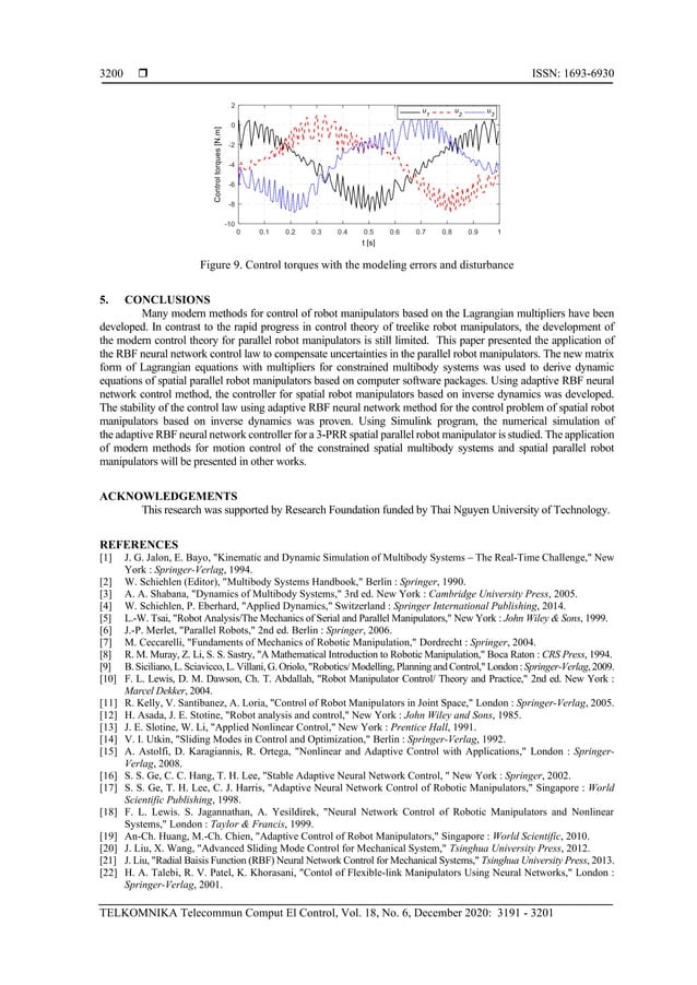 Radial Basis Function Neural Network Control For Parallel Spatial Robot