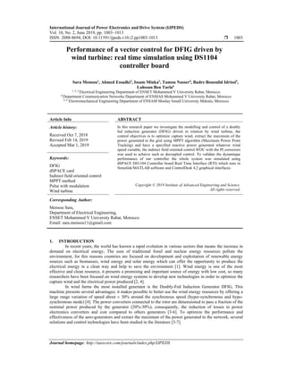 Performance of a vector control for DFIG driven by wind turbine: real time simulation using ...