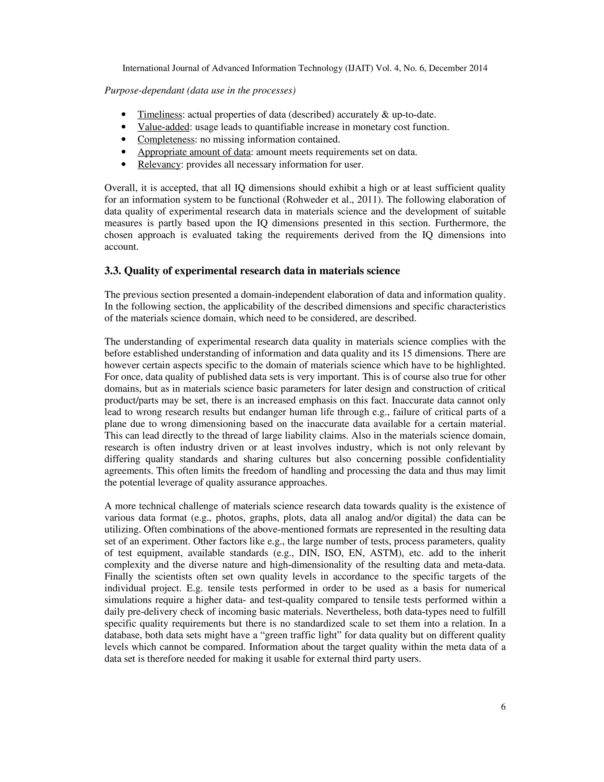 EXPERIMENTAL RESEARCH DATA QUALITY IN MATERIALS SCIENCE | PDF