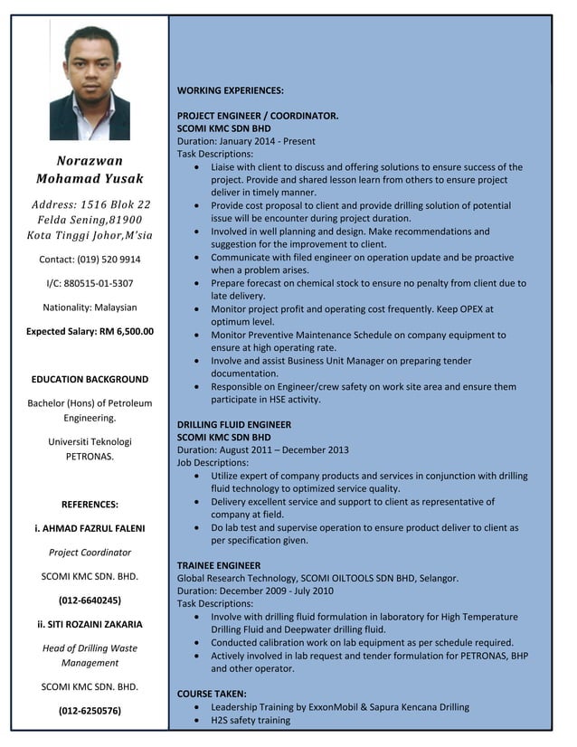 Norazwan Mohamad Yusak Resume_880515015307 | PDF | Civil Engineering Industry | Industries