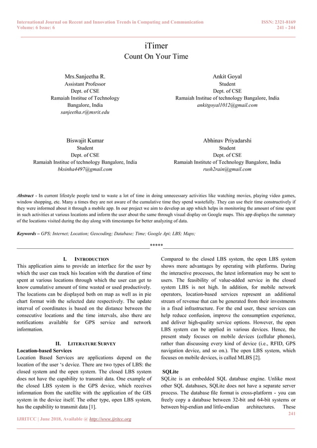 iTimer - Count On Your Time | PDF