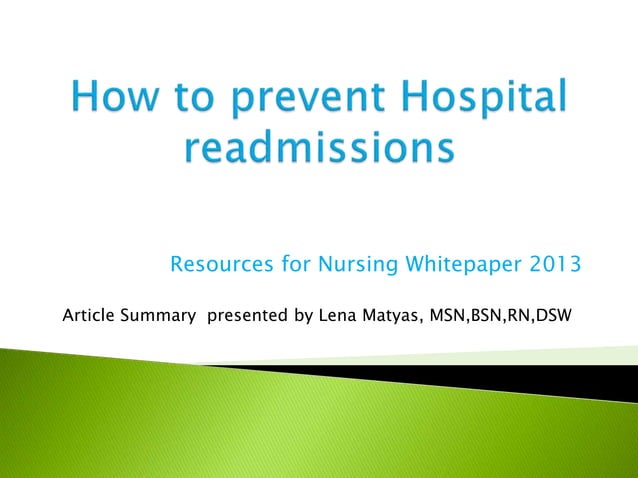 How to prevent Hospital readmissions | PPT