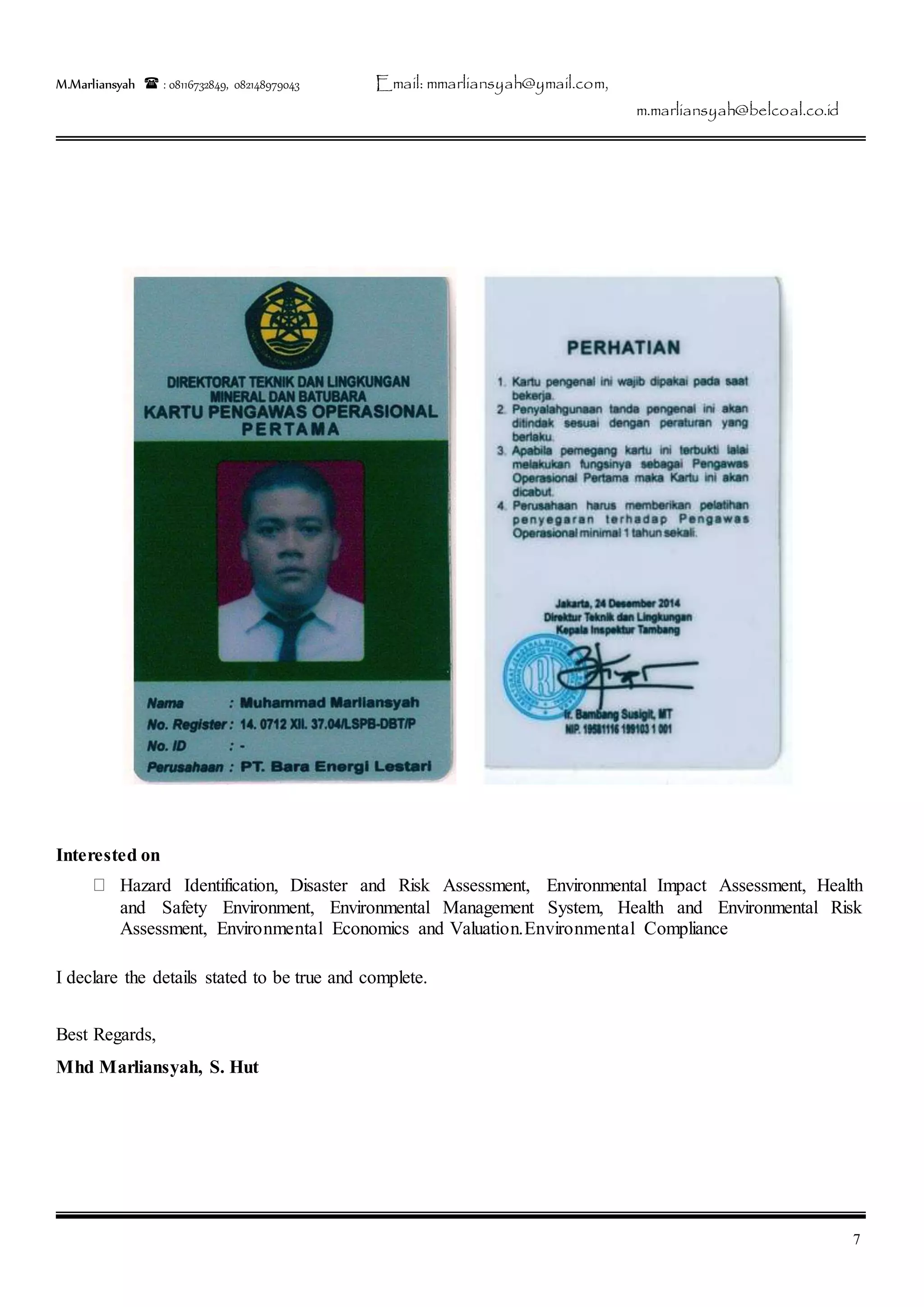 Curriculum Vitae 2015 (Mhd.Marliansyah S. Hut) | PDF