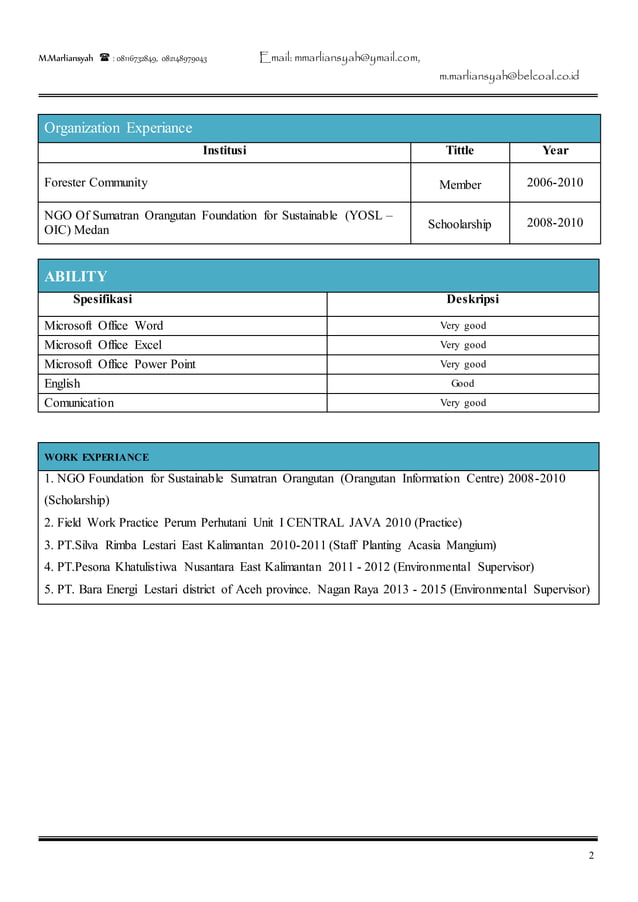 Curriculum Vitae 2015 (Mhd.Marliansyah S. Hut) | PDF