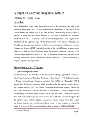 Presentation Paper of Convention against Torture | PDF | Free Download