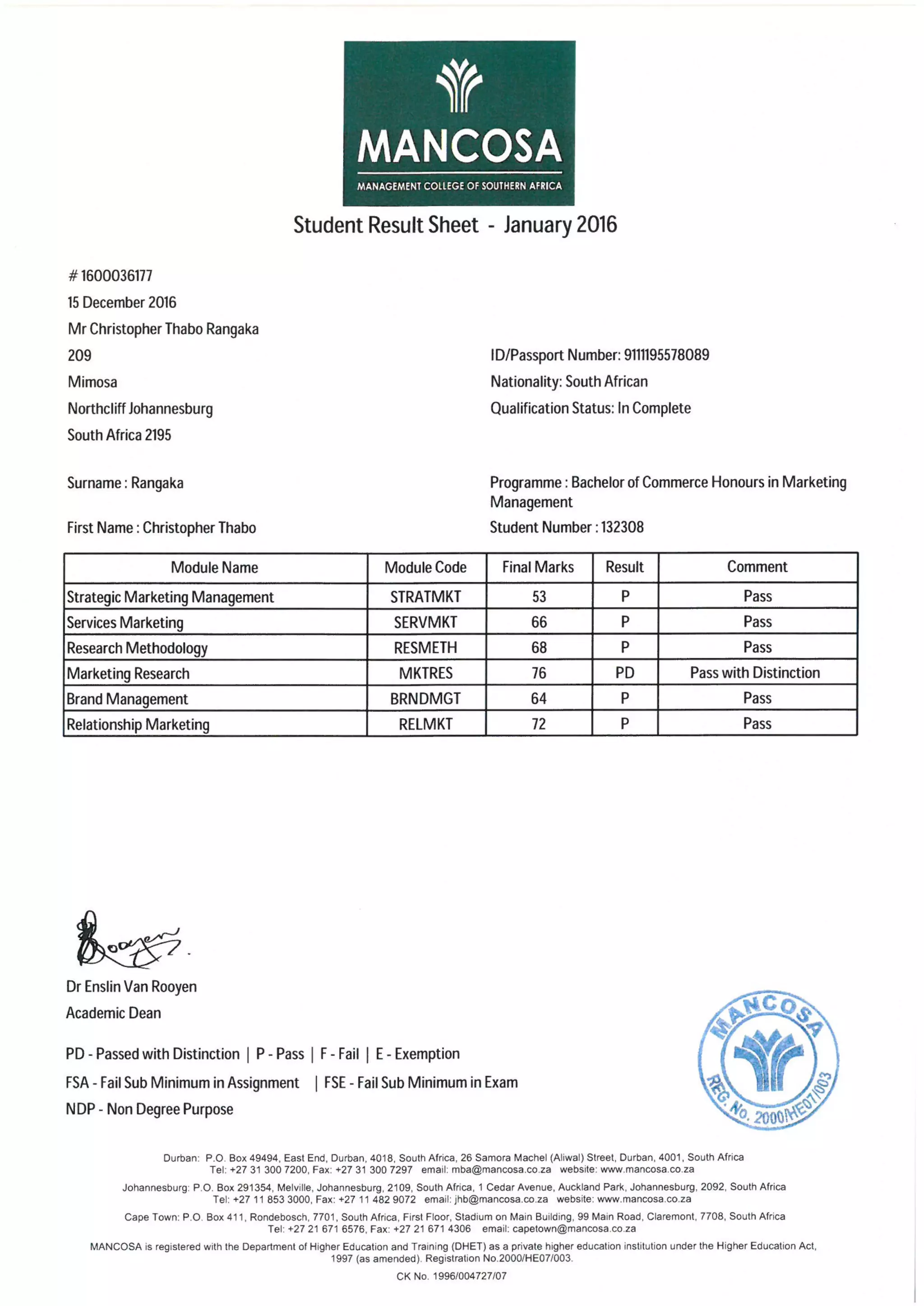 Student Result Sheet | PDF
