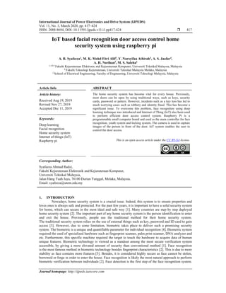 IoT based facial recognition door access control home security system using raspberry pi | PDF